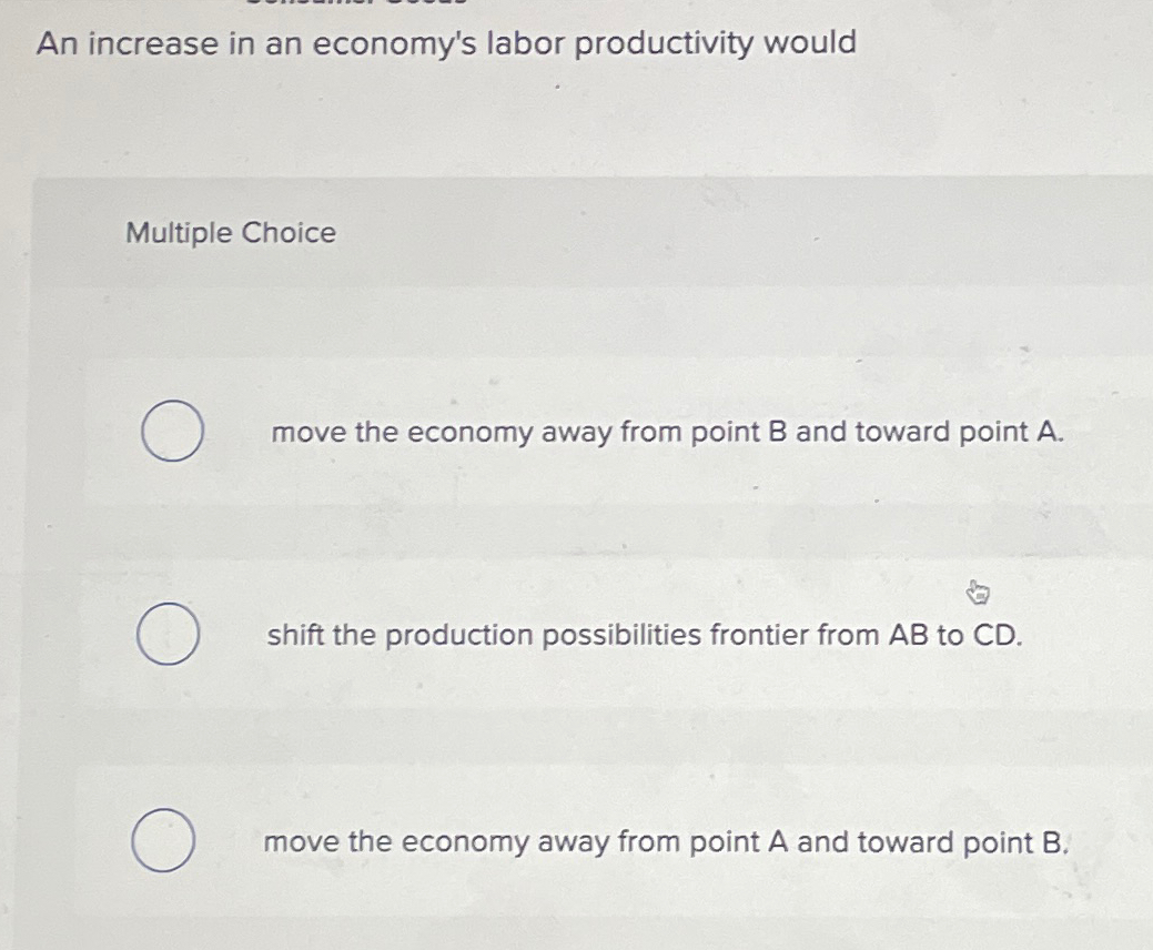 Solved An increase in an economy's labor productivity | Chegg.com