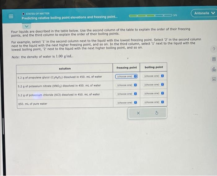 Solved Four liquids are described in the table below. Use | Chegg.com