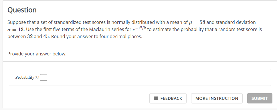 Solved QuestionSuppose that a set of standardized test | Chegg.com