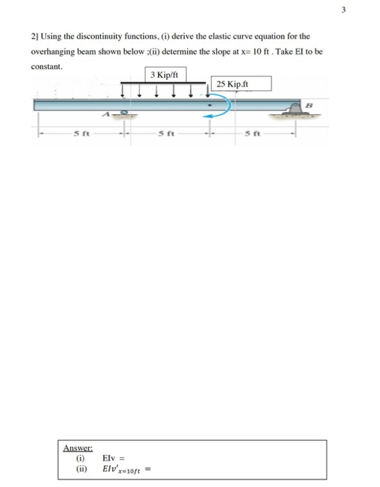 Solved 2] Using the discontinuity functions, (i) derive the | Chegg.com