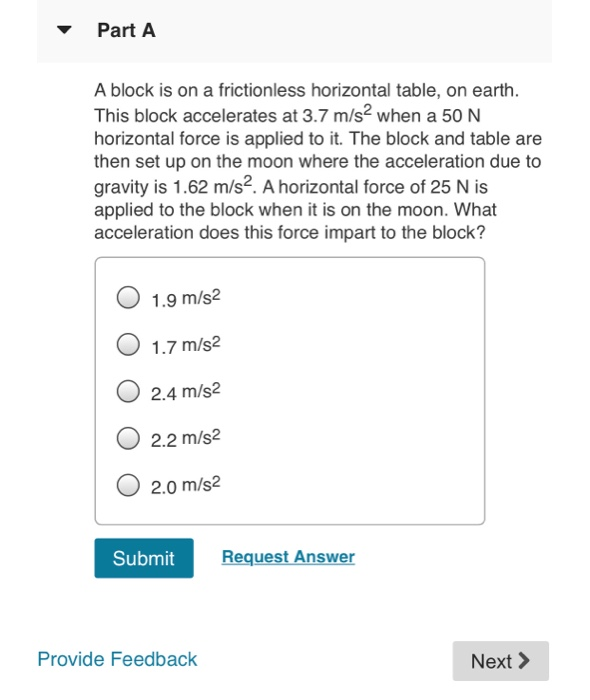 Solved Part A A block is on a frictionless horizontal table, | Chegg.com