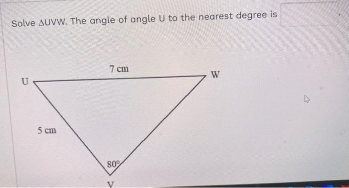 Solved Solve UVW. The angle of angle U to the nearest | Chegg.com