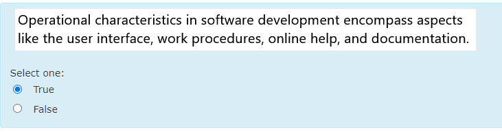 Solved Operational characteristics in software development | Chegg.com