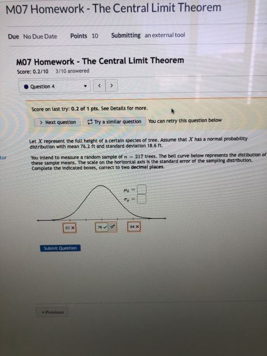 Solved MO7 Homework - The Central Limit Theorem Due No Due | Chegg.com