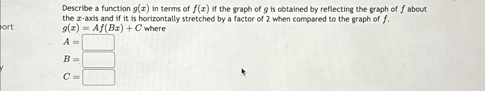 Solved Describe a function g(x) ﻿in terms of f(x) ﻿if the | Chegg.com