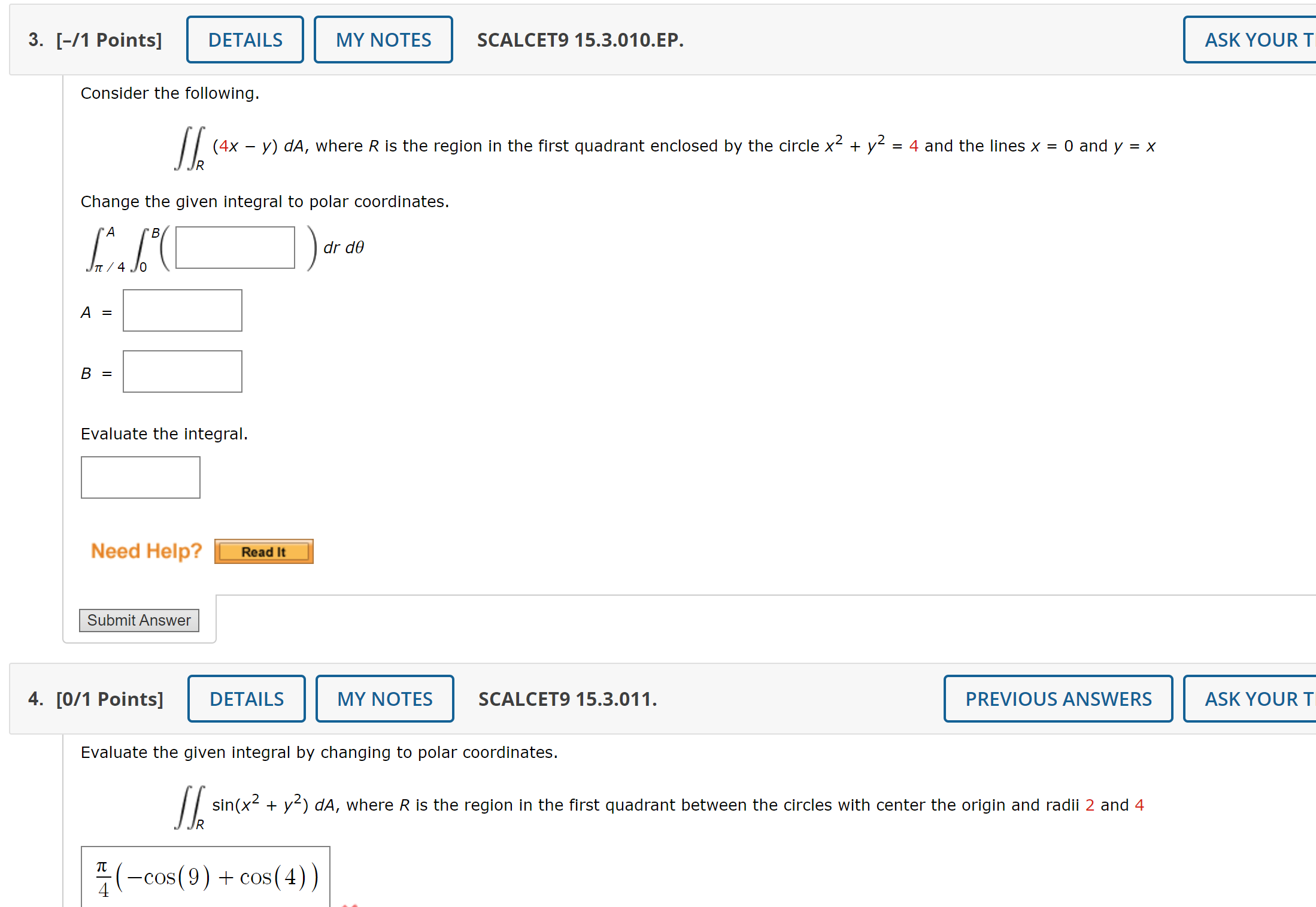 Solved [-/1 ﻿Points]Consider the following.∬R(4x-y)dA, | Chegg.com
