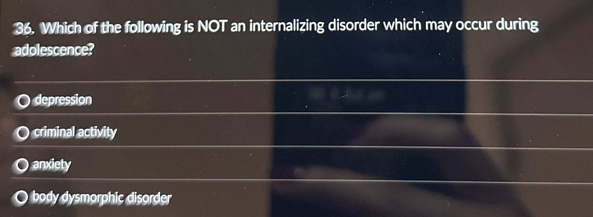 Solved Which of the following is NOT an internalizing | Chegg.com