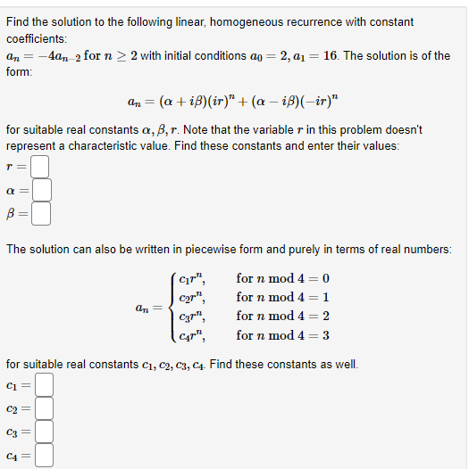 Solved Find the solution to the following linear, | Chegg.com