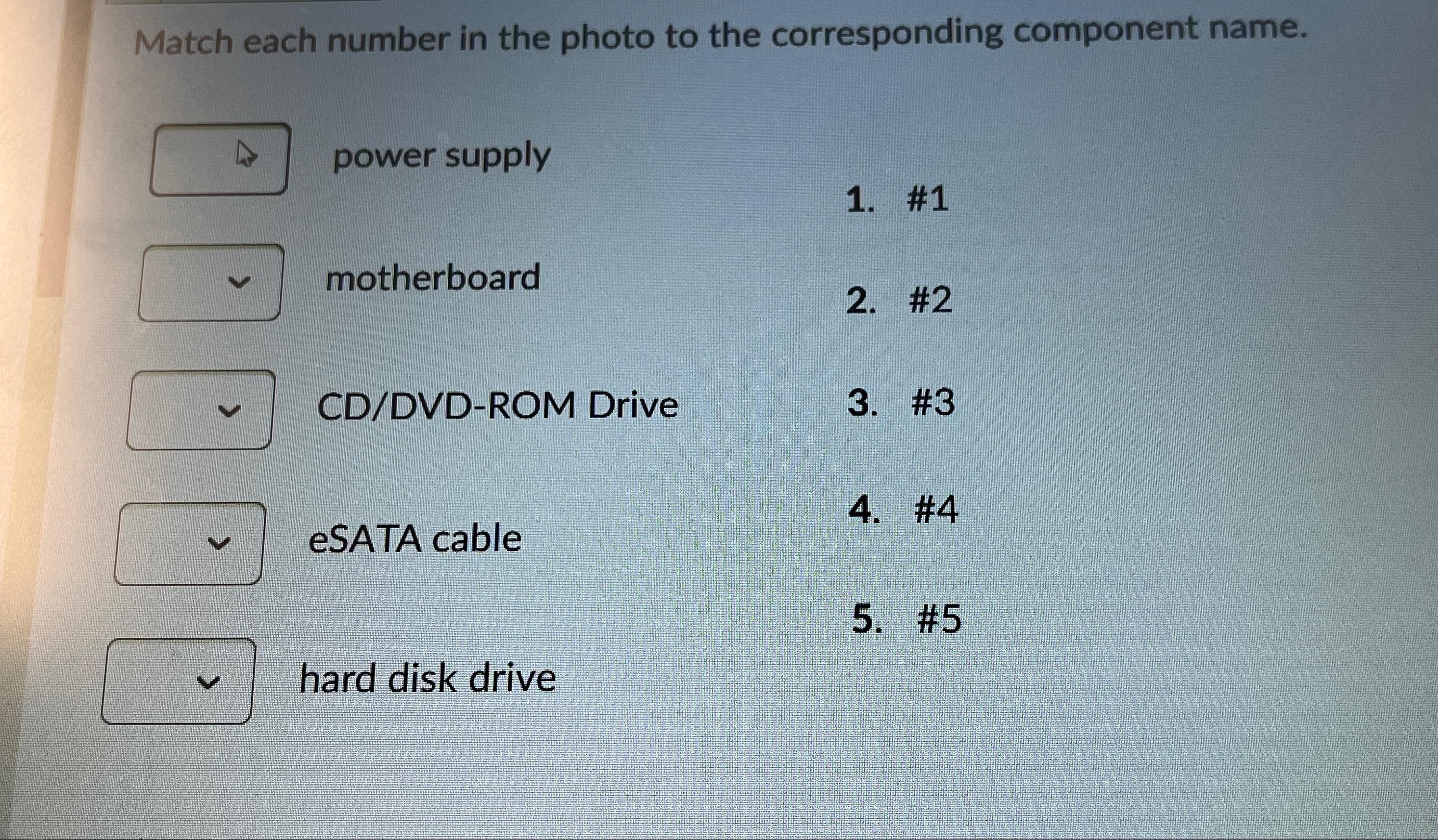 Solved Match each number in the photo to the corresponding | Chegg.com