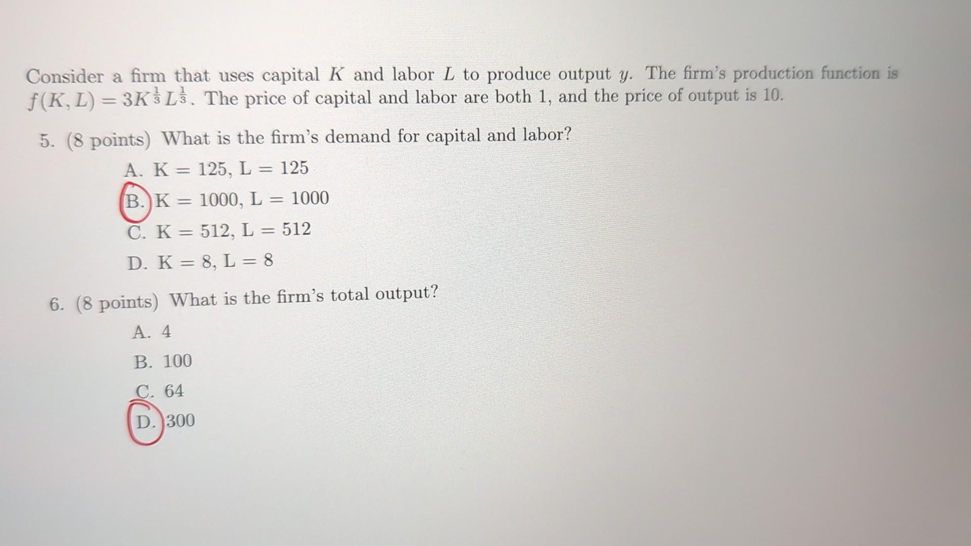Solved the right answers are circled, please show your work | Chegg.com