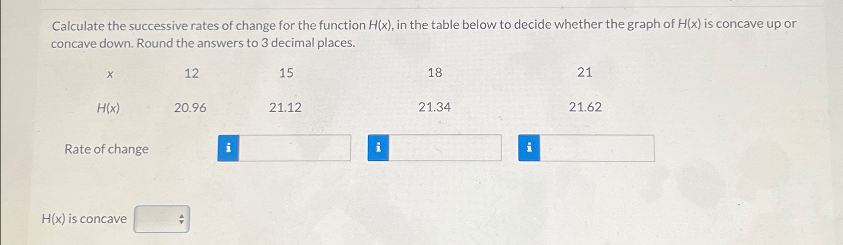 Solved Calculate the successive rates of change for the | Chegg.com