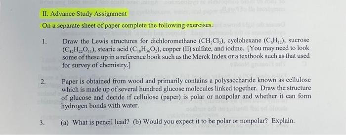 Solved II. Advance Study Assignment On a separate sheet of | Chegg.com