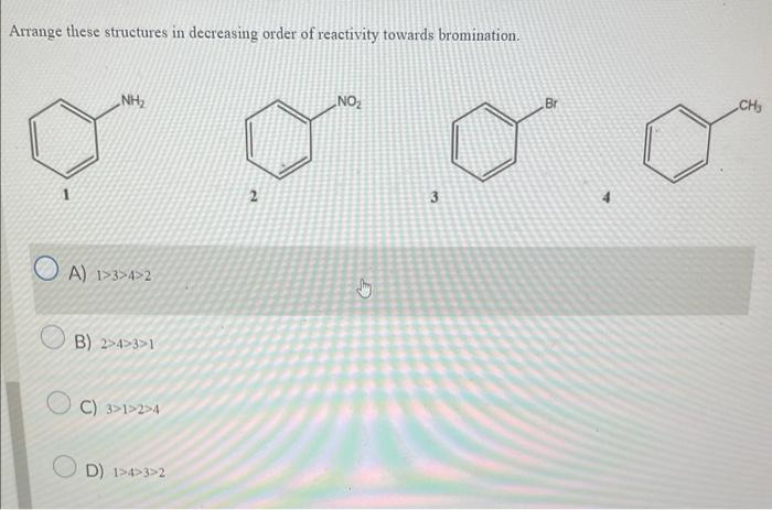 Solved Arrange these structures in decreasing order of | Chegg.com