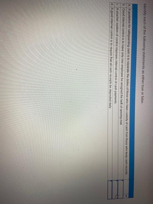 Solved Identify each of the following statements as either | Chegg.com