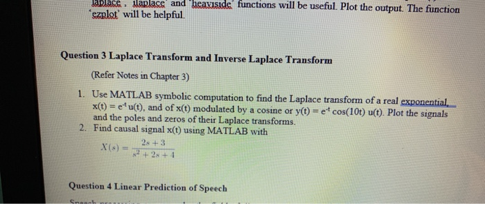 Solved ladiace. uaplace and heaviside functions will be | Chegg.com