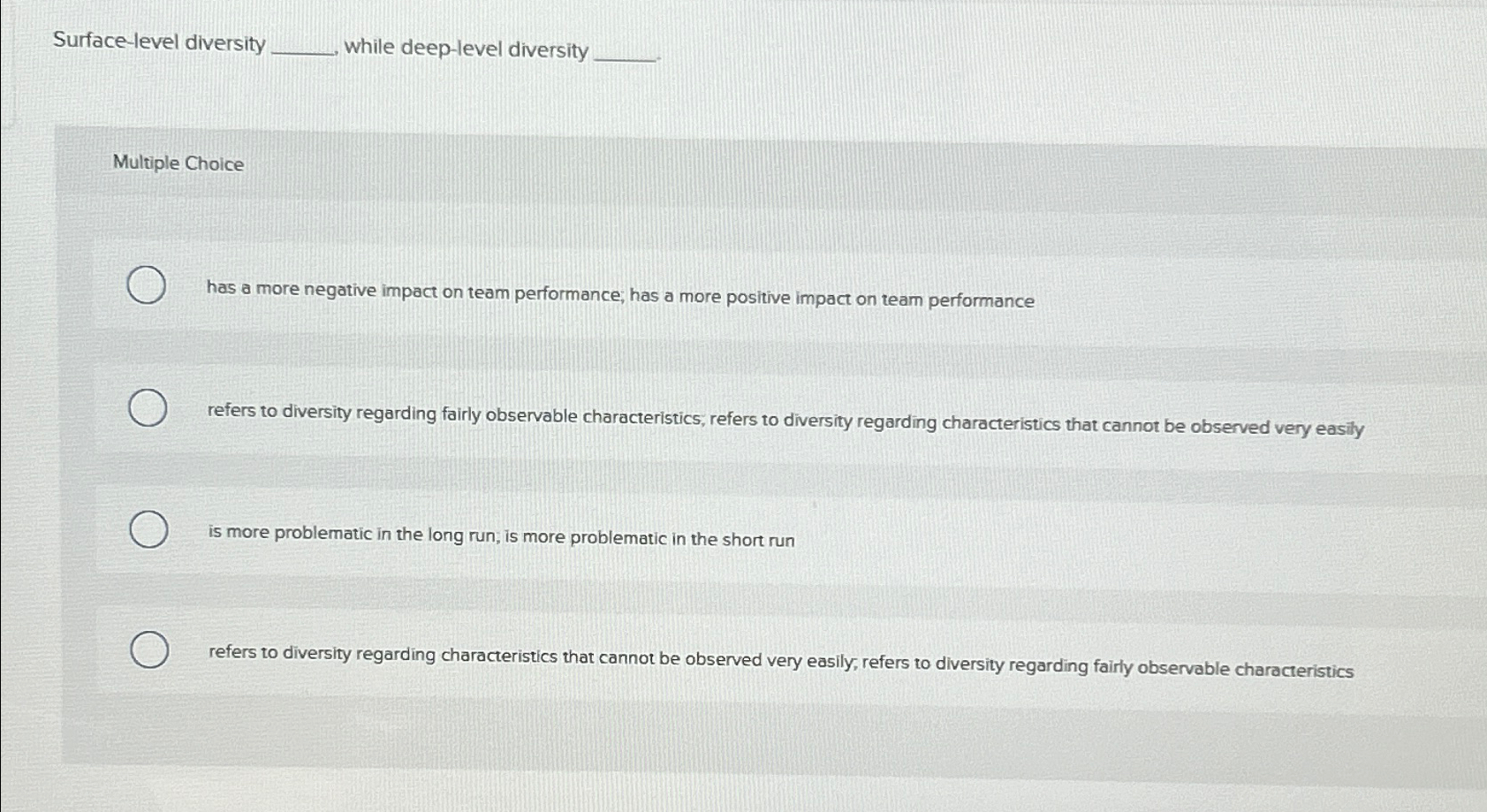 Solved Surface-level diversitywhile deep-level | Chegg.com