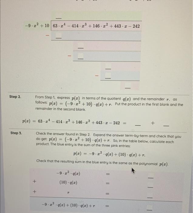 Solved We're given the polynomial p(x) and the divisor d(x) | Chegg.com