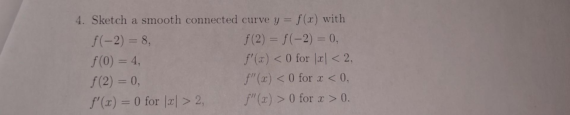 Solved 4. Sketch a smooth connected curve y=f(x) with | Chegg.com