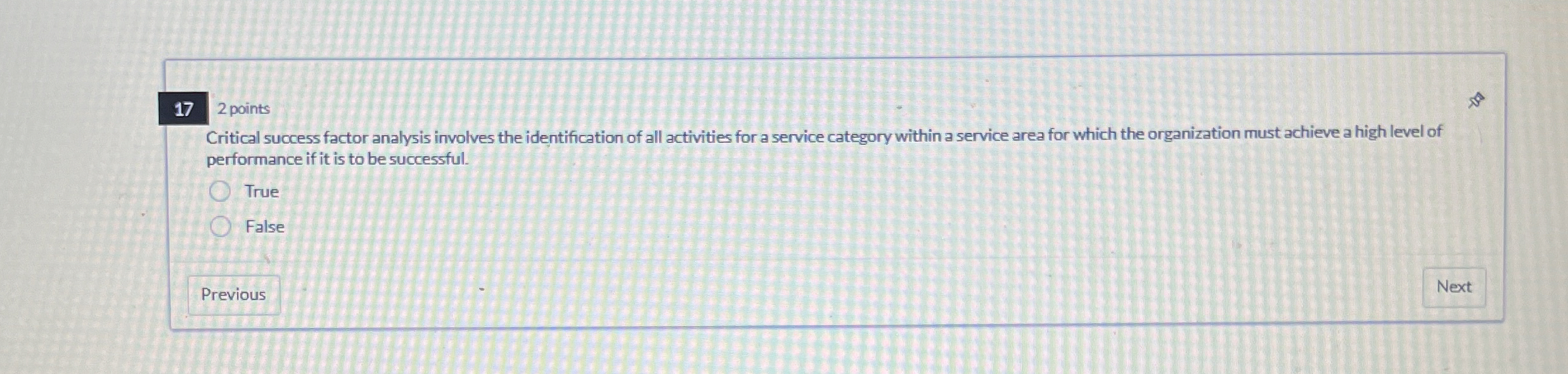 Solved 17 2 ﻿pointsCritical success factor analysis involves | Chegg.com