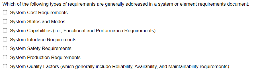 Solved Which of the following types of requirements are | Chegg.com