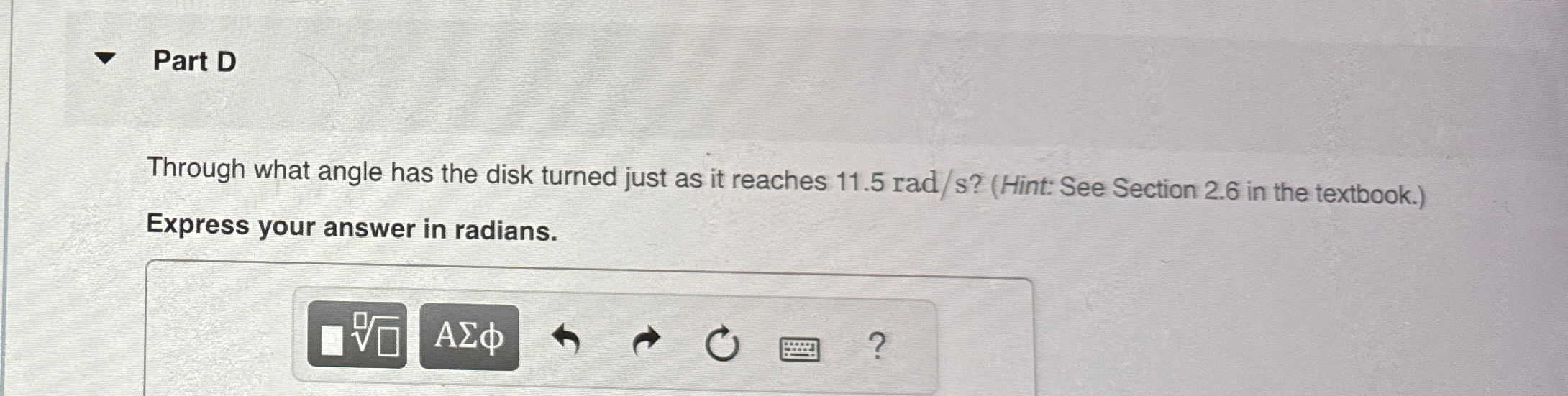 Solved Part DThrough what angle has the disk turned just as | Chegg.com
