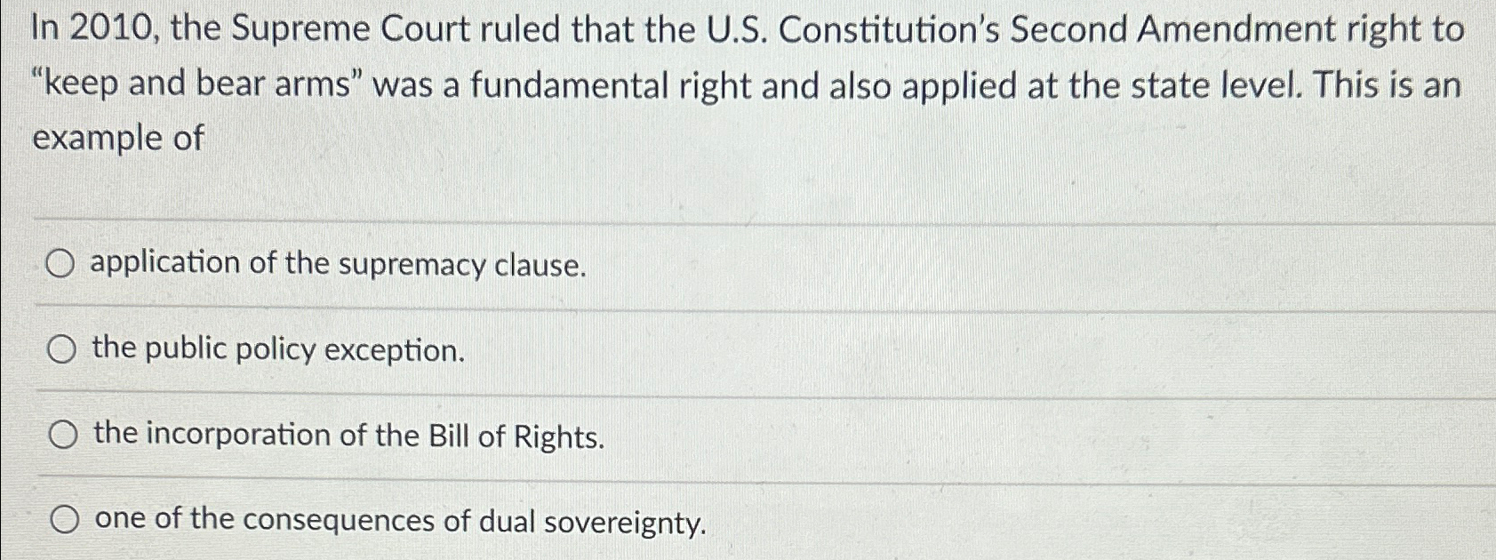 Solved In 2010, ﻿the Supreme Court ruled that the U.S. | Chegg.com