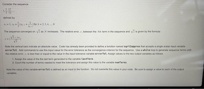 Solved Consider the sequence 1,23,1217 delined by | Chegg.com