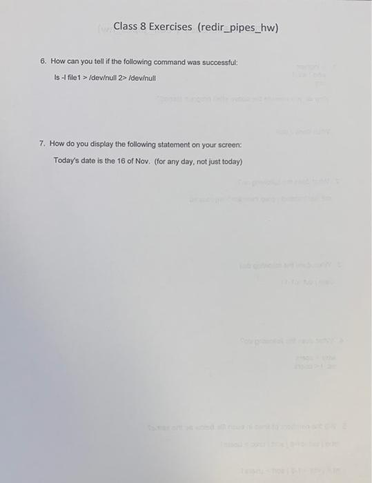 Solved Class 8 Exercises (redir_pipes_hw) 1. vi lognum who | | Chegg.com