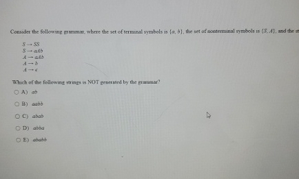 Solved Consider the following grammar, where the set of | Chegg.com