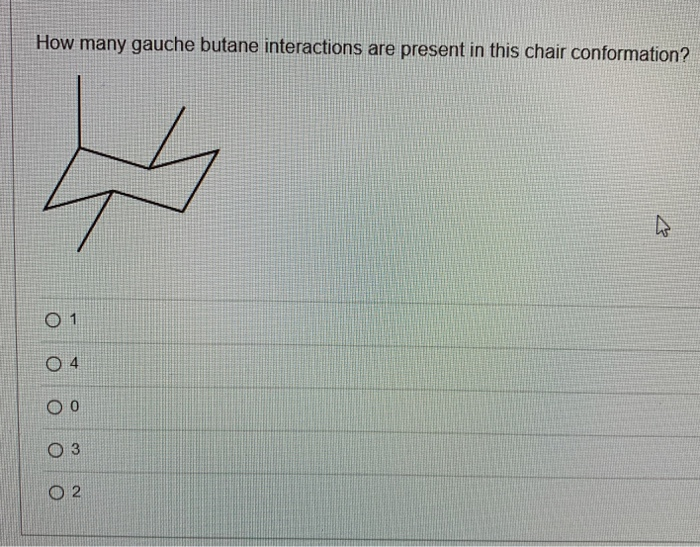 Solved How many gauche butane interactions are present in | Chegg.com