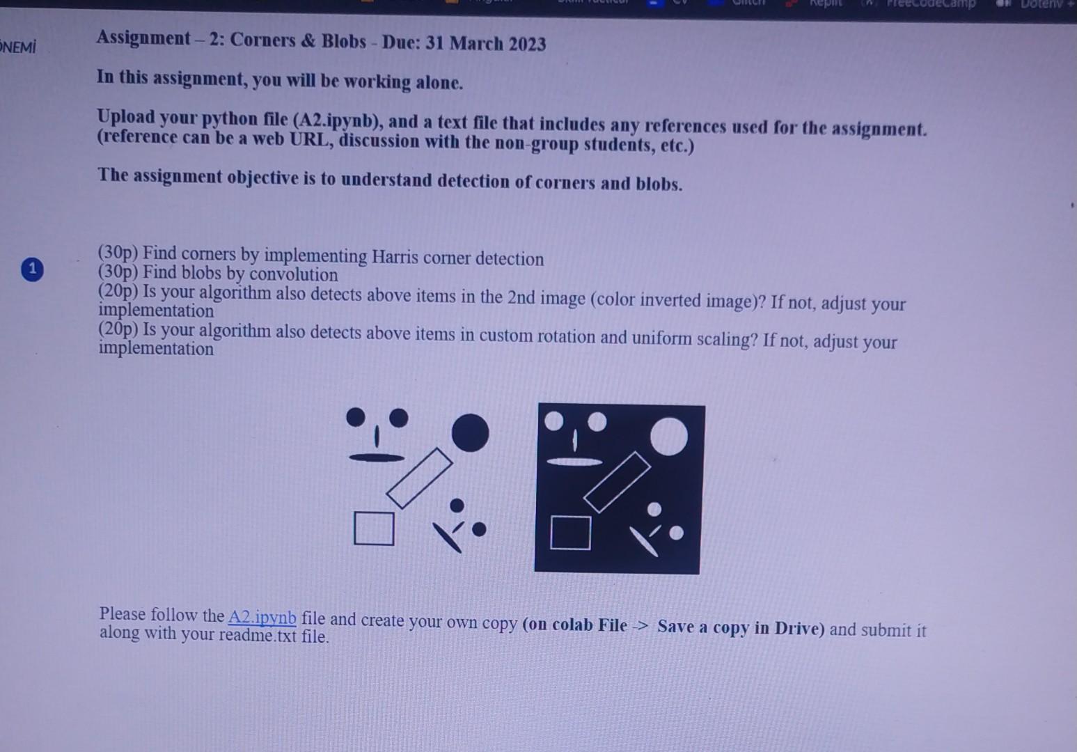 Solved Assignment - 2: Corners \& Blobs - Due: 31 March 2023 | Chegg.com