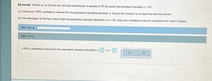 IQ scores: $ cores on an 1Q test are normally | Chegg.com
