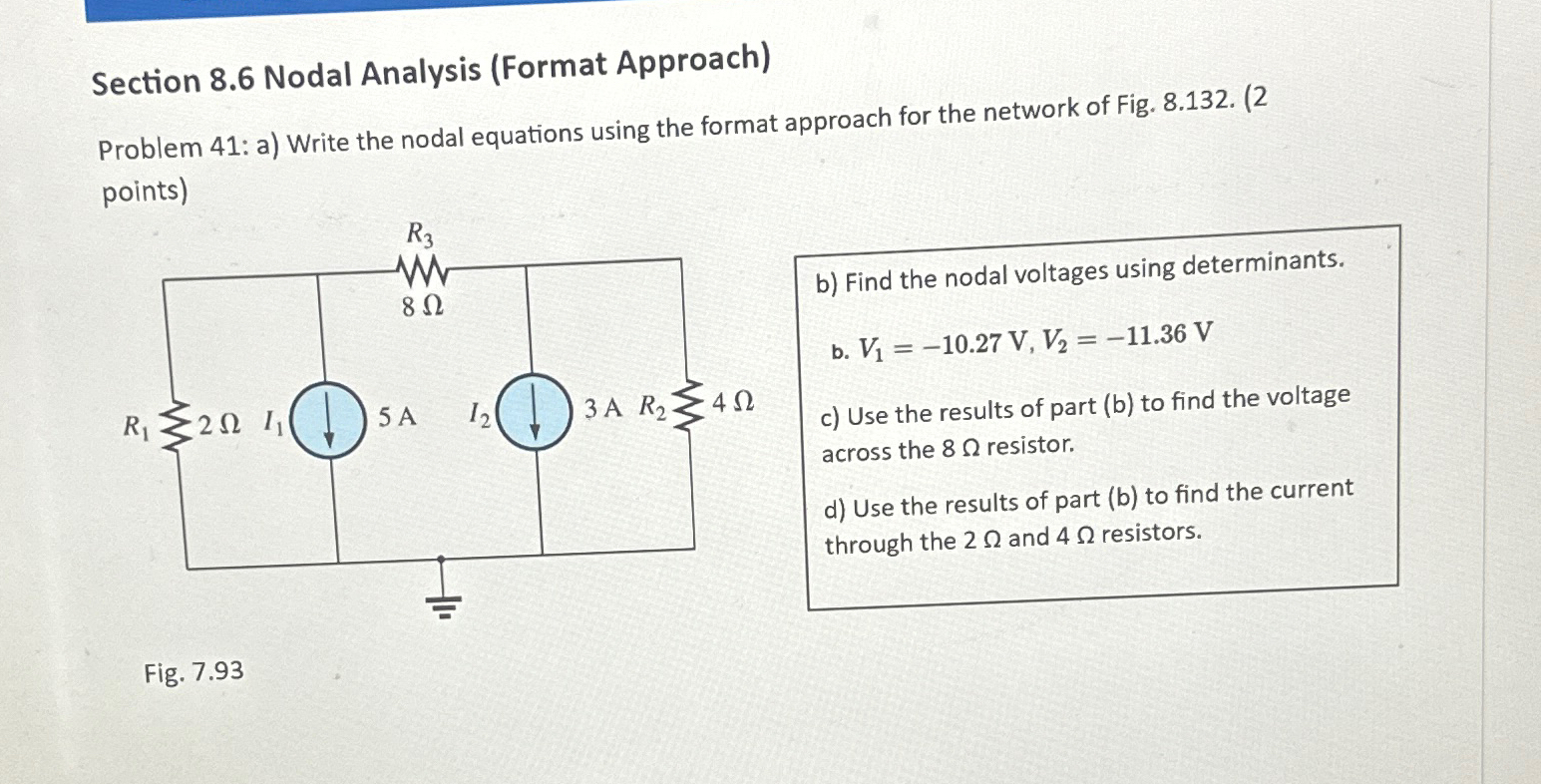 Section 8.6 ﻿Nodal Analysis (Format Approach)Problem | Chegg.com