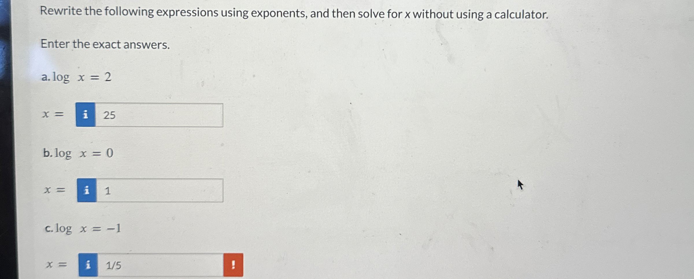 Solved Rewrite the following expressions using exponents, | Chegg.com