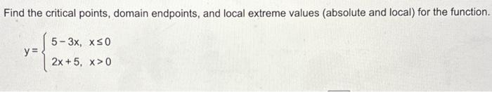 Solved Find the critical points, domain endpoints, and local | Chegg.com