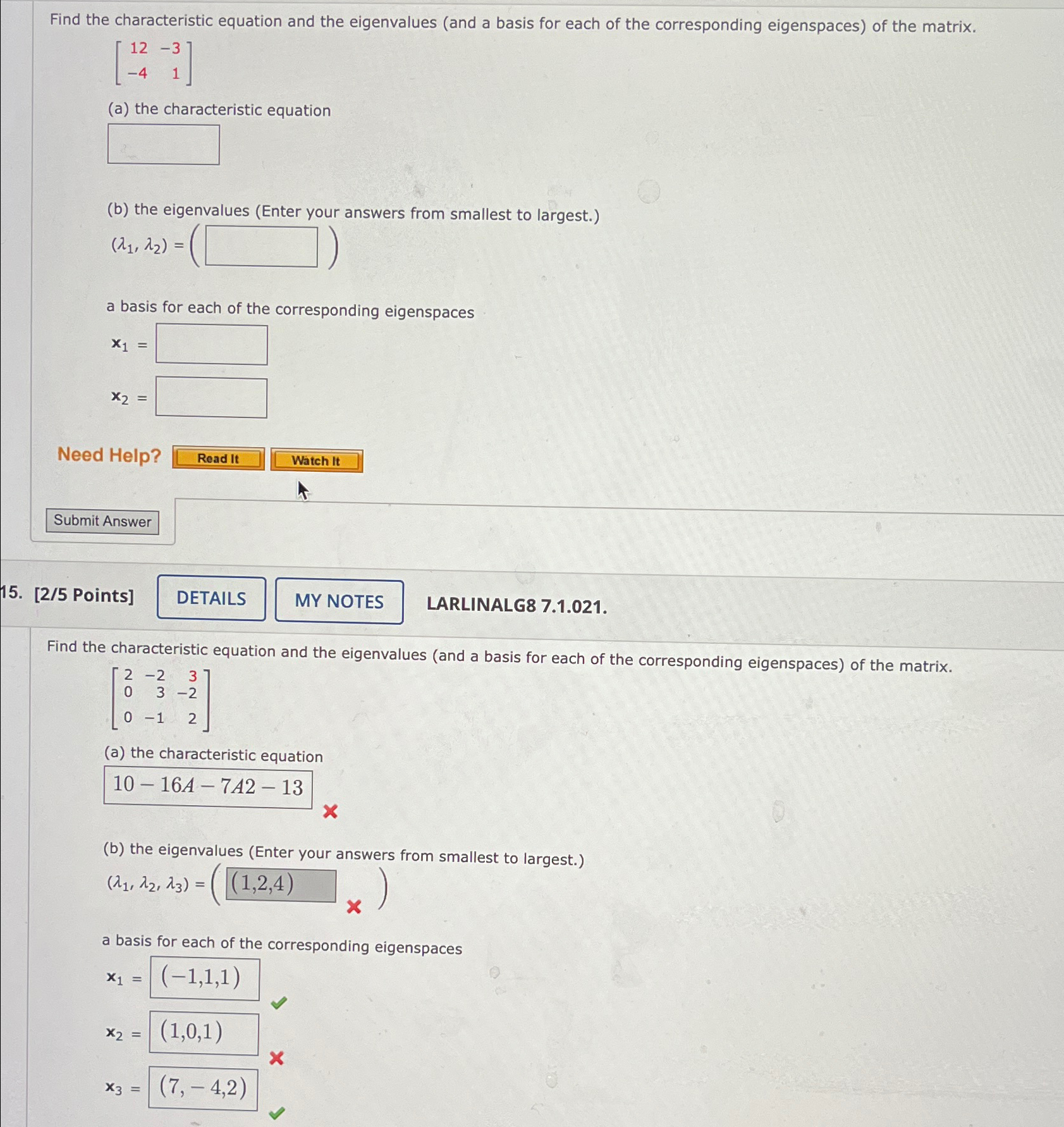 Solved Find the characteristic equation and the eigenvalues | Chegg.com