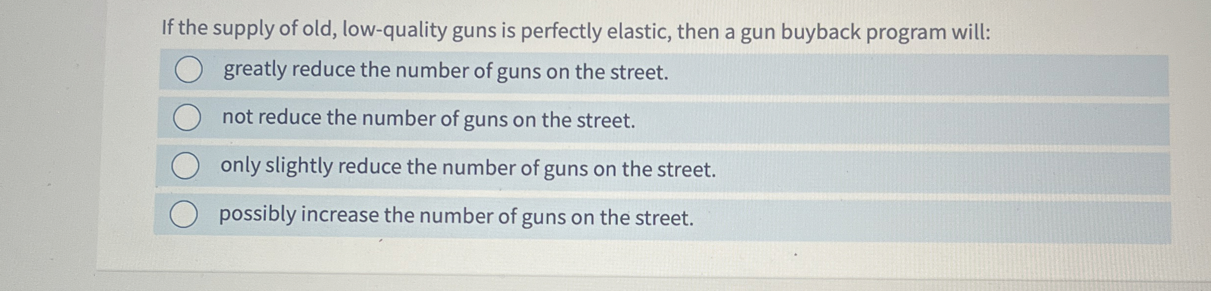 Solved If the supply of old, low-quality guns is perfectly | Chegg.com