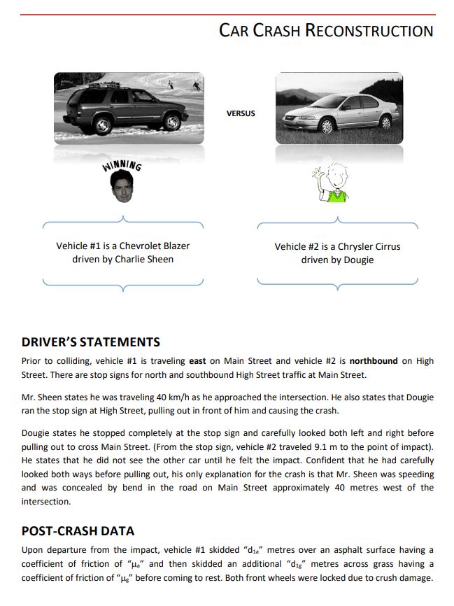 CAR CRASH RECONSTRUCTIONVehicle #1 ﻿is a Chevrolet | Chegg.com