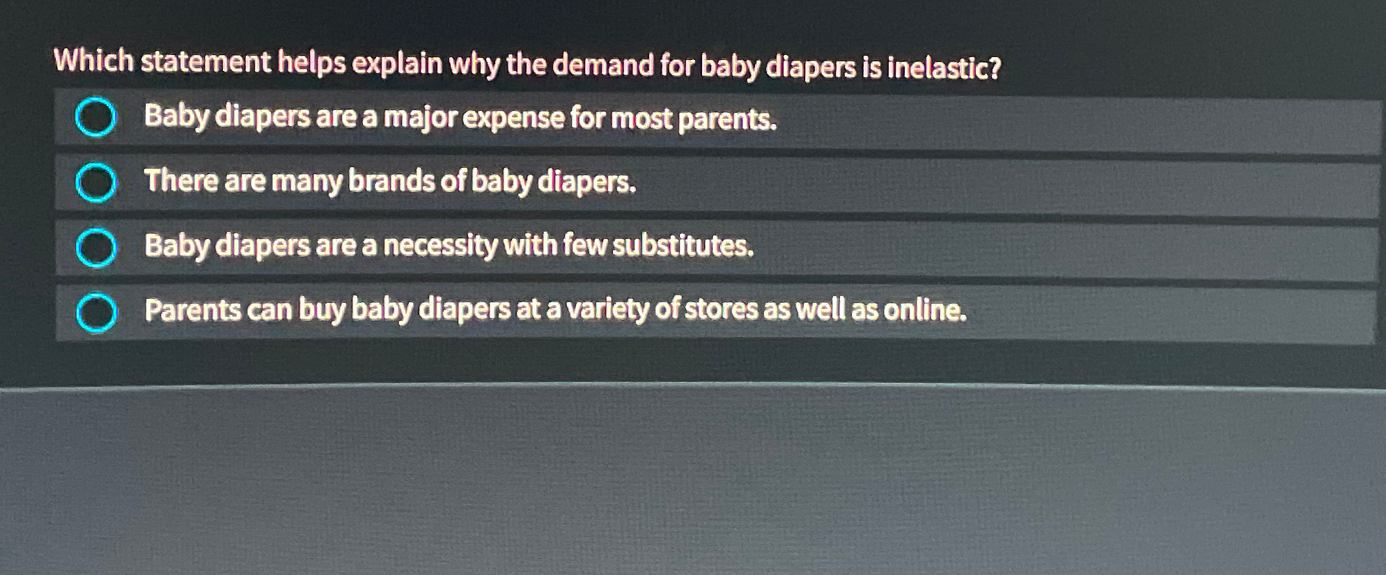 Solved Which statement helps explain why the demand for baby | Chegg.com