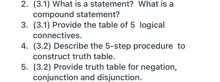 Solved 2. (3.1) What is a statement? What is a compound | Chegg.com