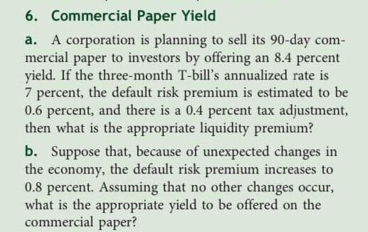 Solved 6. Commercial Paper Yield a. A corporation is | Chegg.com