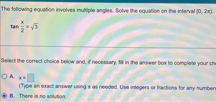 Solved The following equation involves multiple angles. | Chegg.com