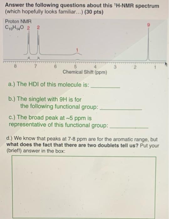 Solved Answer the following questions about this 'H-NMR | Chegg.com