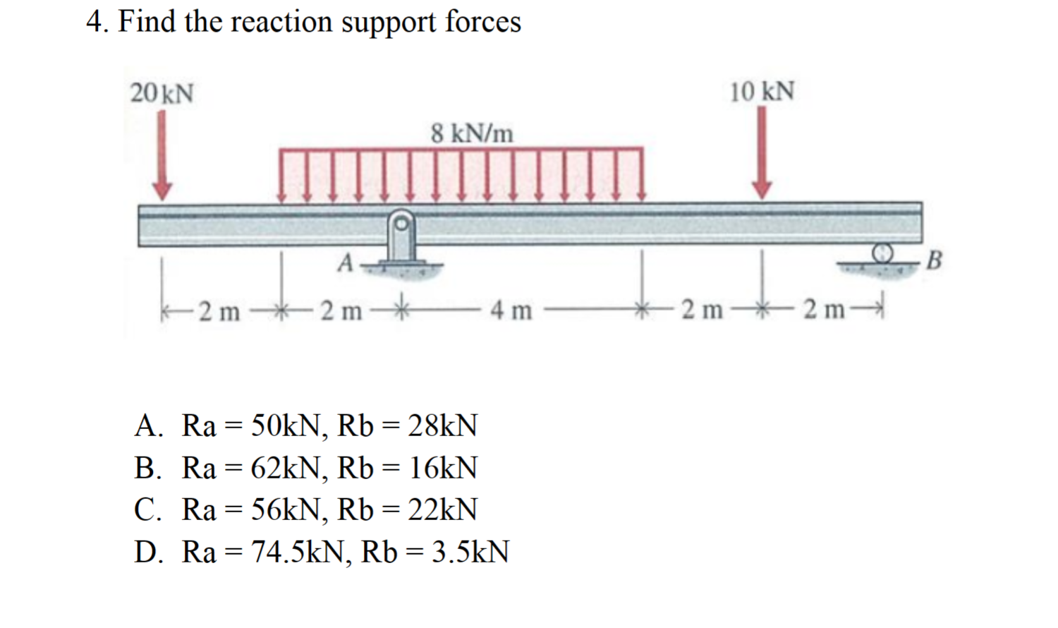 Solved Find the reaction support | Chegg.com Solved Find the reaction support | Chegg.com