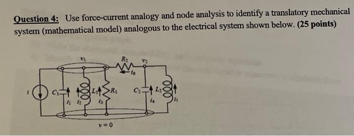 Solved Question 4: Use force-current analogy and node | Chegg.com