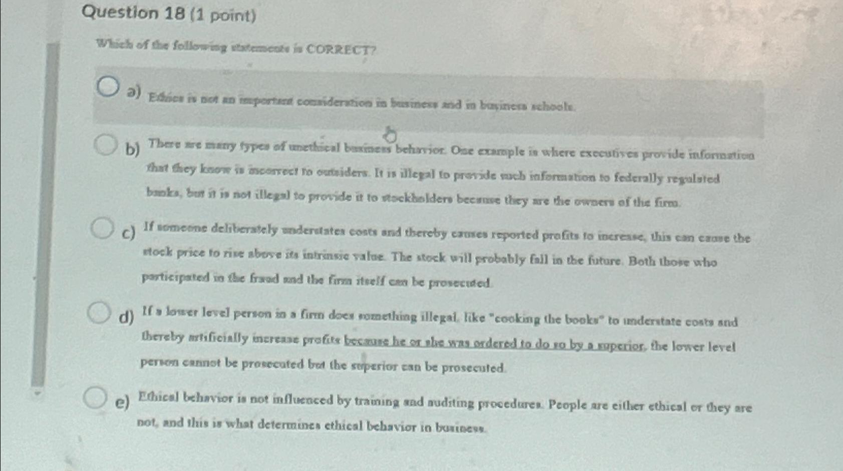 Solved Question 18 (1 ﻿point)Which of the following | Chegg.com
