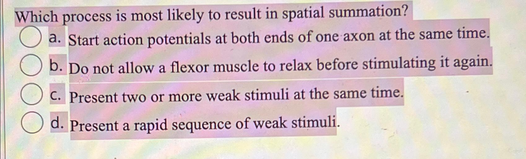 Solved Which process is most likely to result in spatial | Chegg.com