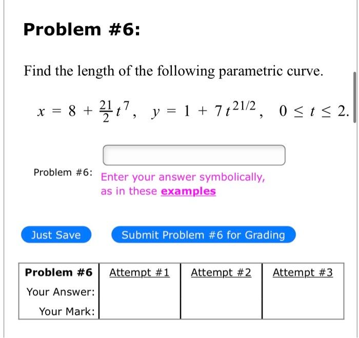 Solved Find the length of the following parametric curve. | Chegg.com