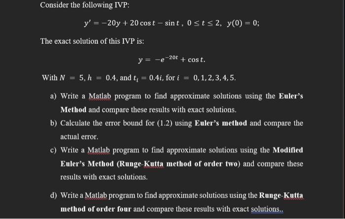 Solved i want the matlab code for all parts in details | Chegg.com