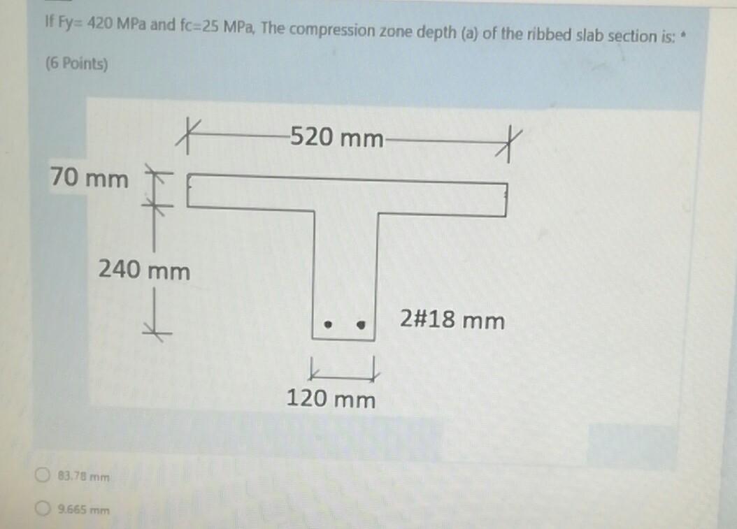 Solved If Fy= 420 MPa and fc:25 MPa, The compression zone | Chegg.com